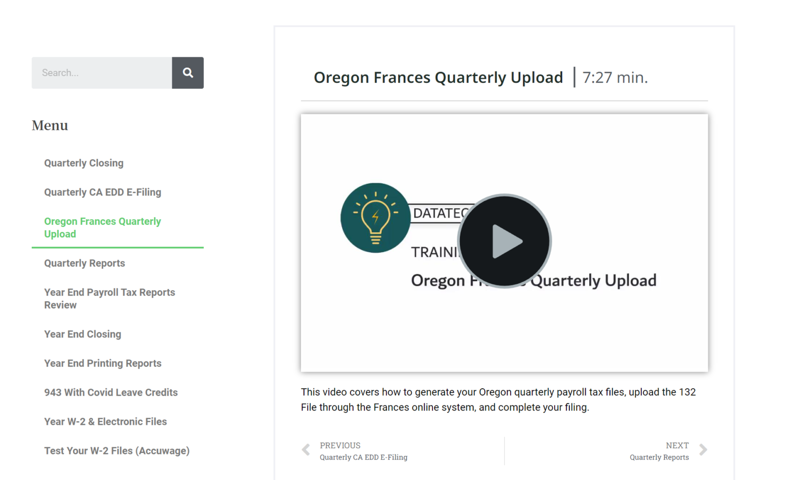 Oregon Frances Quarterly Filing - Datatech